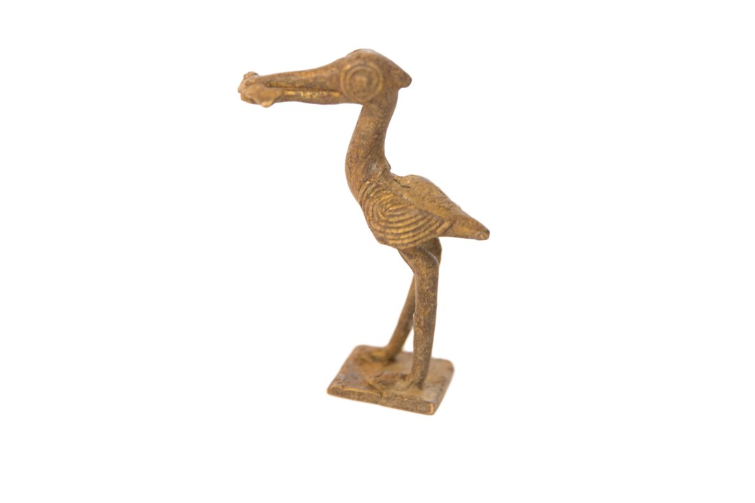 Vintage African Bronze Stork With Fish - Etsy