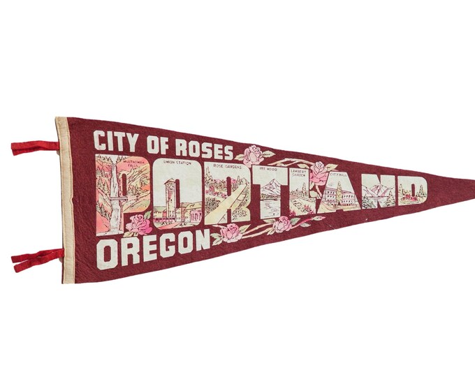 Vintage Portland Oregon Felt Flag - Etsy