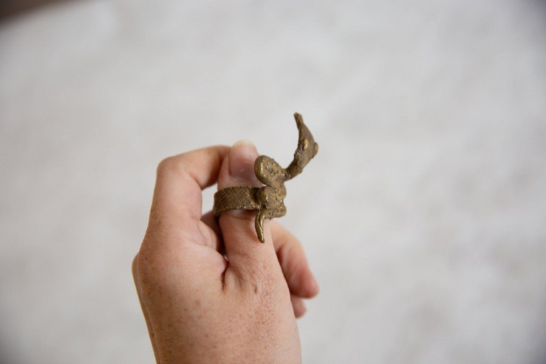 Vintage African Bronze Snake Ring - Etsy
