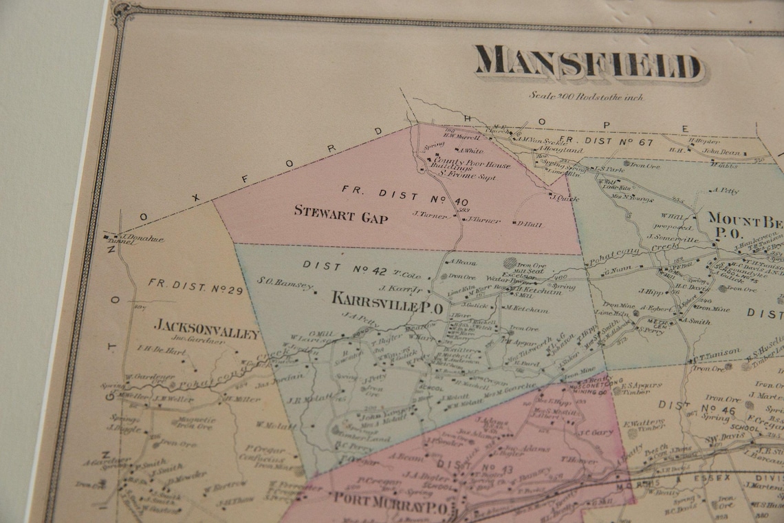 Antique Mansfield NJ Map - Etsy