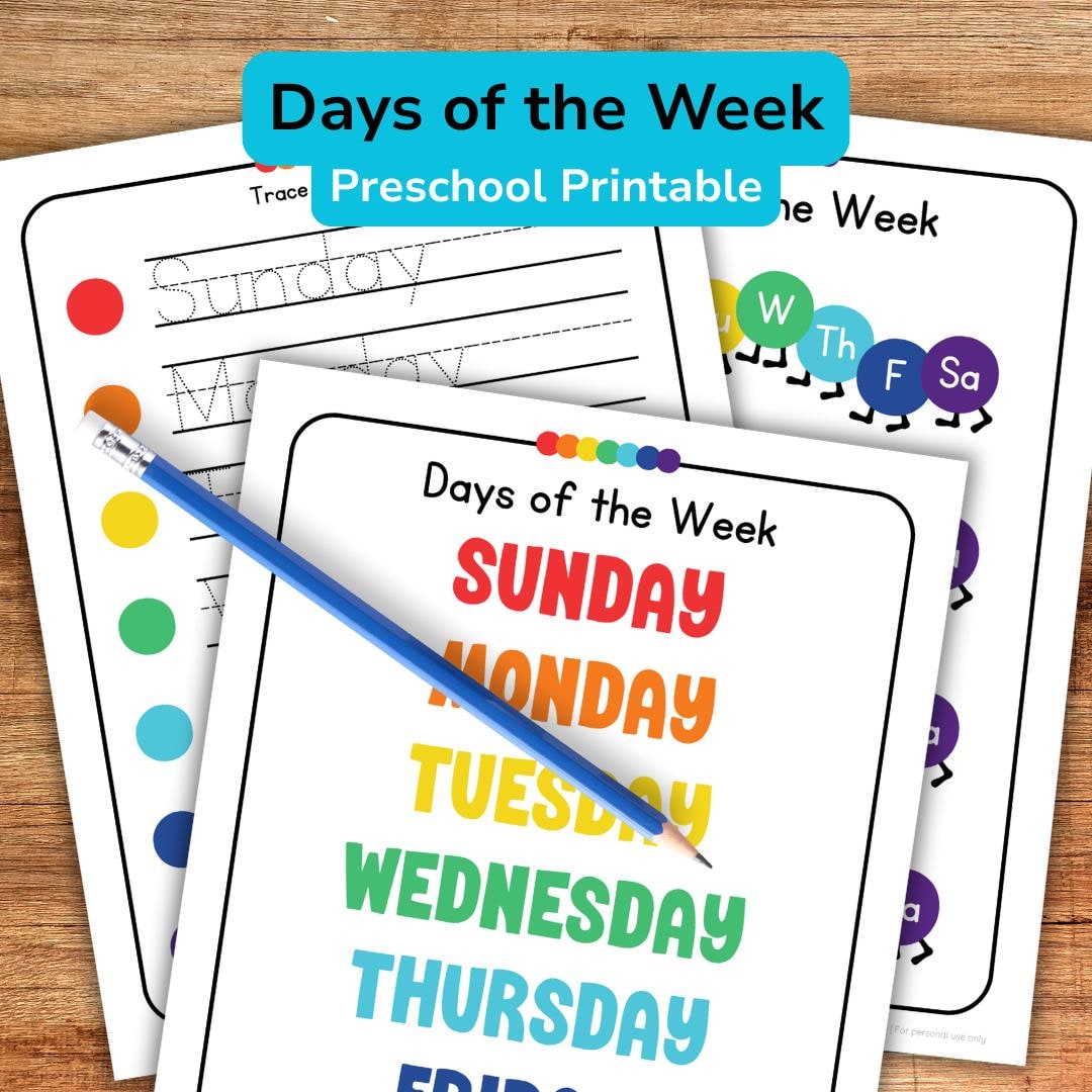 Preschool Days of the Week Printable | Tracing & Sequencing Worksheets ...