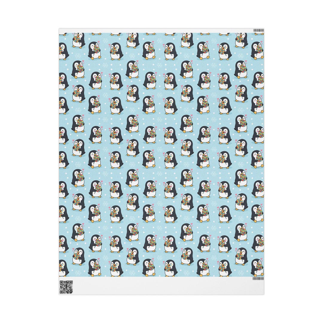 Penguin Wrapping Paper Christmas Wrap Holiday Gift Festive Design ...