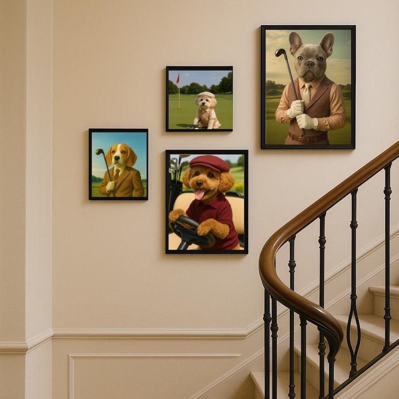 Personalized Golf Pet Portrait | Funny Dog Art - Etsy