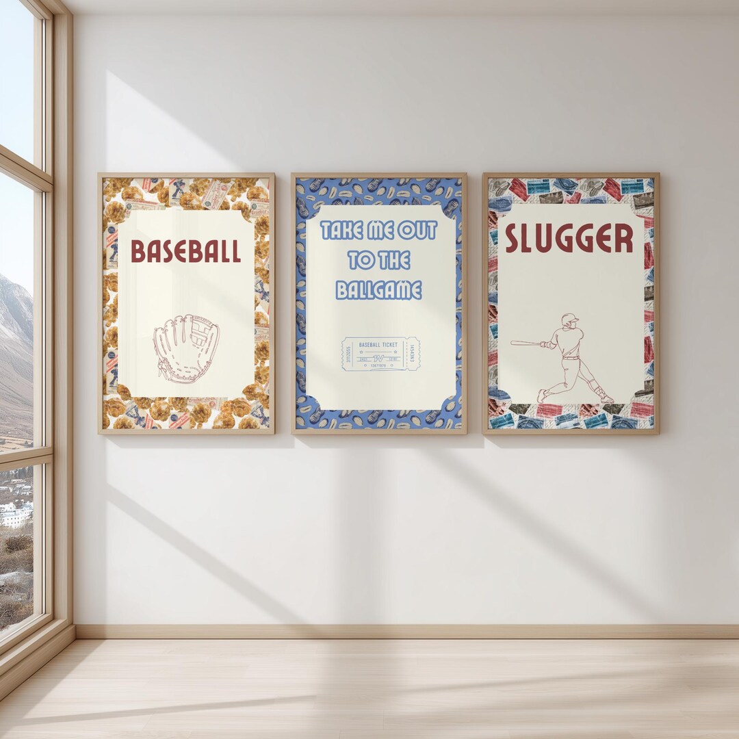 Vintage Baseball Bundle • 3 Retro Posters • Printable Sports Art ...