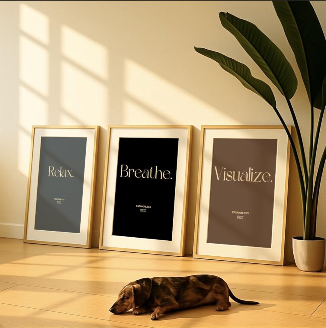 Relax Visualize Breathe Print Set | Minimalist Wall Art (digital ...