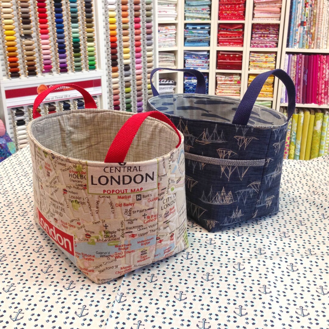 Fabric Basket Sewing Pattern: DIY Storage Caddy With Handles (PDF ...
