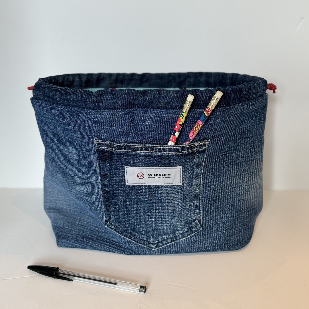 Denim Drawstring Bag Pattern Easy and Sustainable Sewing Project to Re ...
