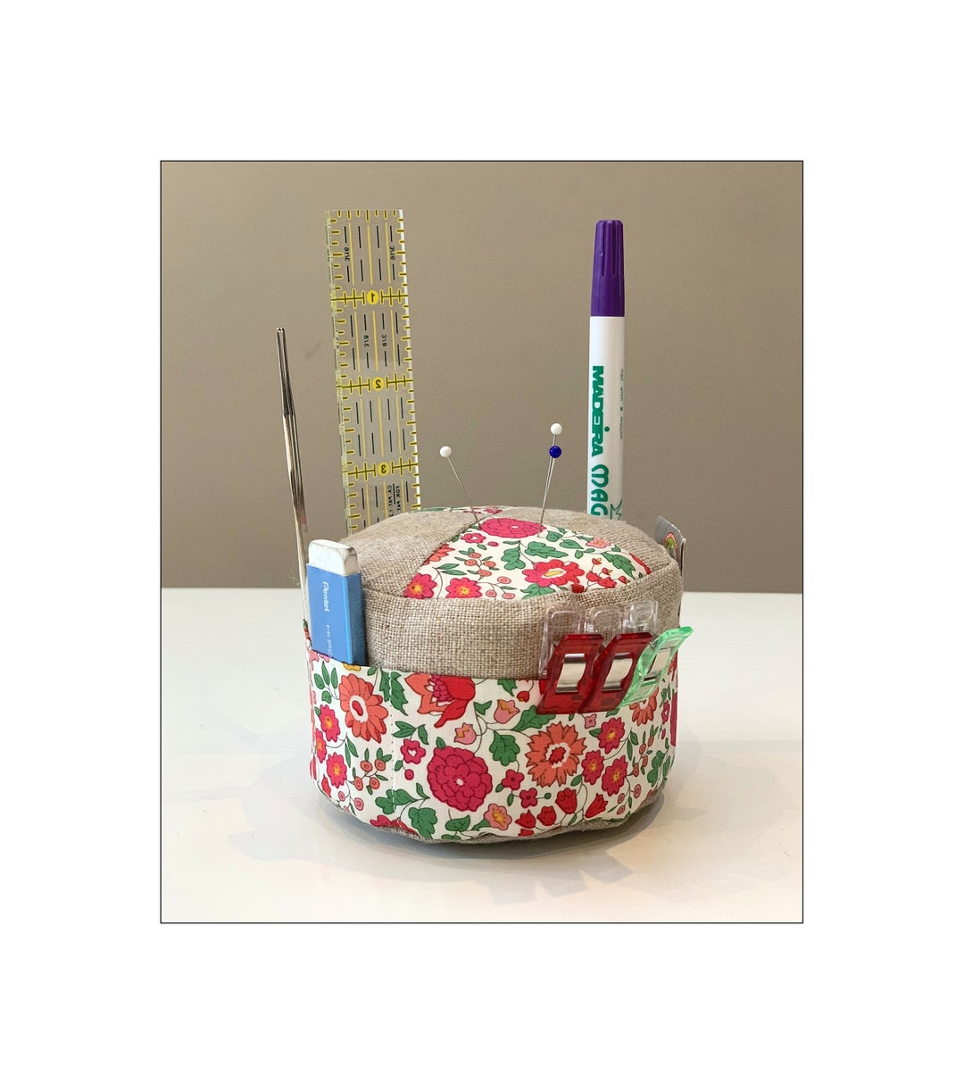 Pin Cushion Patchwork Caddy PDF Sewing Pattern: Cylinder Shape With ...