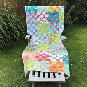 Quilt PDF Pattern Soul Blossoms Checkerboard, Easy Jelly Roll Friendly Patchwork Design, Throw ...