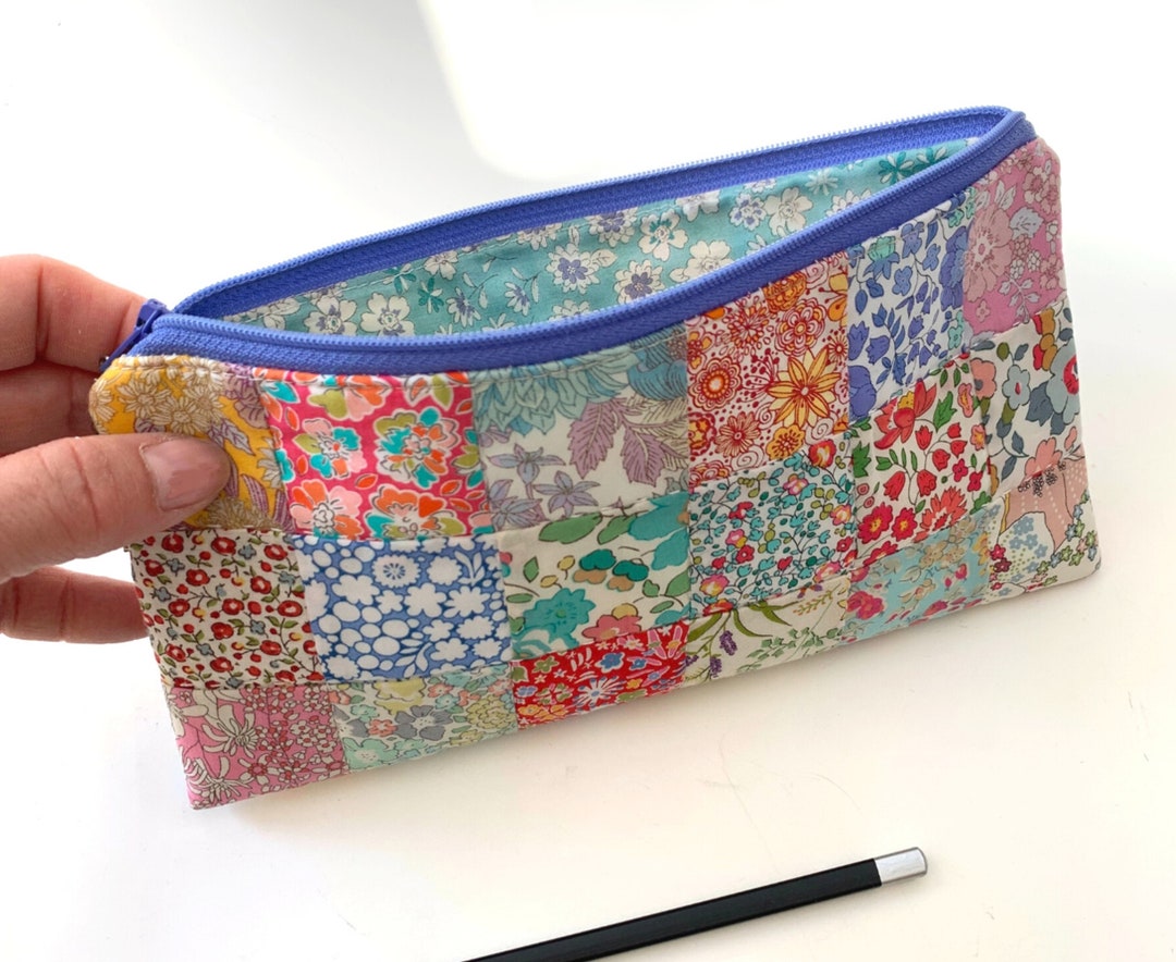 Easy Patchwork Pencil Case PDF Sewing Pattern, Sample Pouch Made in Pretty Liberty London Ditsy ...