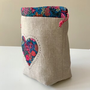 Liberty Heart Applique Drawstring Bag Sewing Pattern: Tikki London (PDF ...