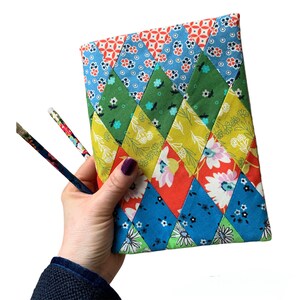 Fabric Notebook Cover Sewing PDF PATTERN, Diamond Patchwork Quilt ...