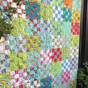 Quilt PDF Pattern Soul Blossoms Checkerboard, Easy Jelly Roll Friendly Patchwork Design, Throw ...