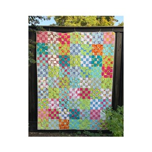 Quilt PDF Pattern Soul Blossoms Checkerboard, Easy Jelly Roll Friendly Patchwork Design, Throw ...