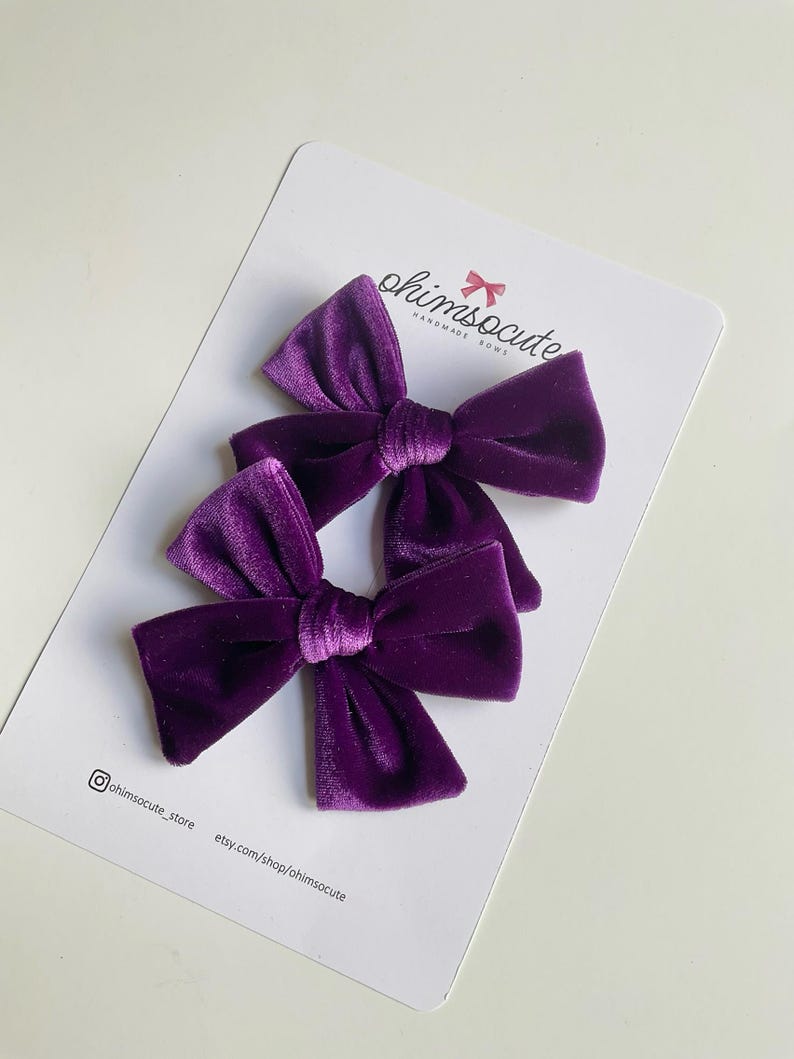 Velvet Bow - Medium Hair Clip or Headband - Etsy