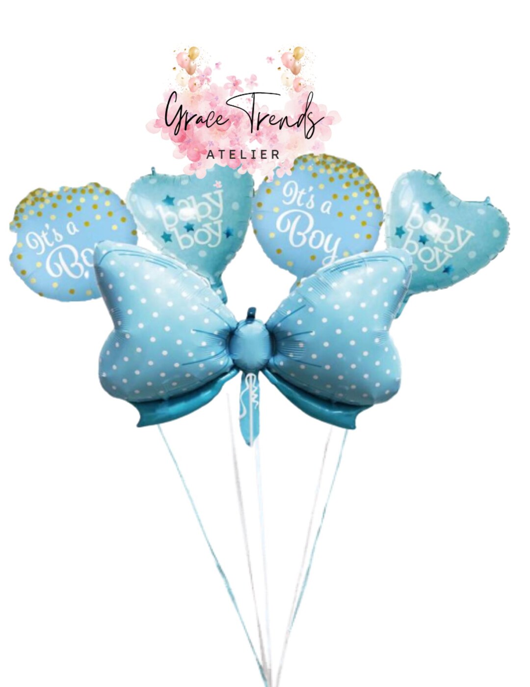 It's a Boy Balloon Bouquet, Baby Shower Balloon Bouquet, Gender Reveal ...