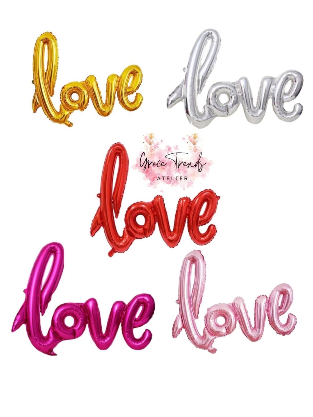 Love Letter Foil Balloon Banner | Red, Gold, Silver, Pink, Valentine's ...
