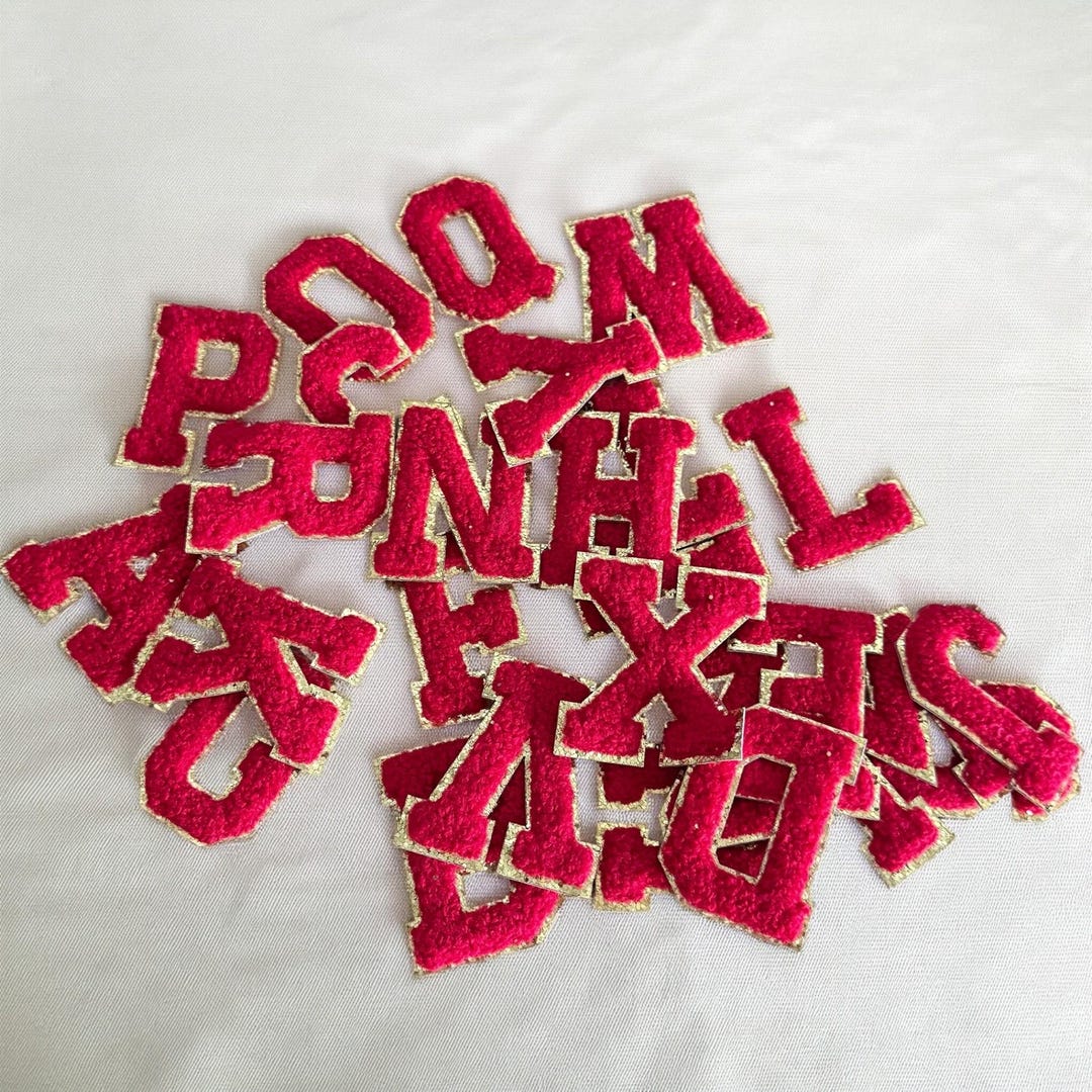 Red Chenille Letters Patch, Chenille Letter Sticker Patch, Chenille ...