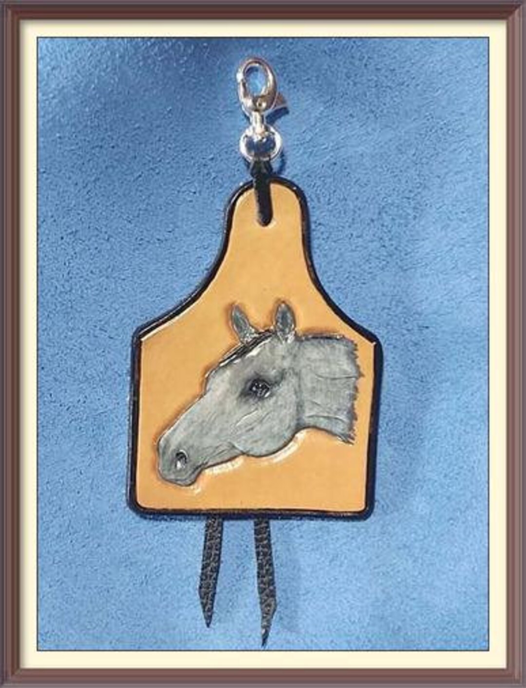 Tooled Leather Ear Tag ~ Horse Design - Etsy