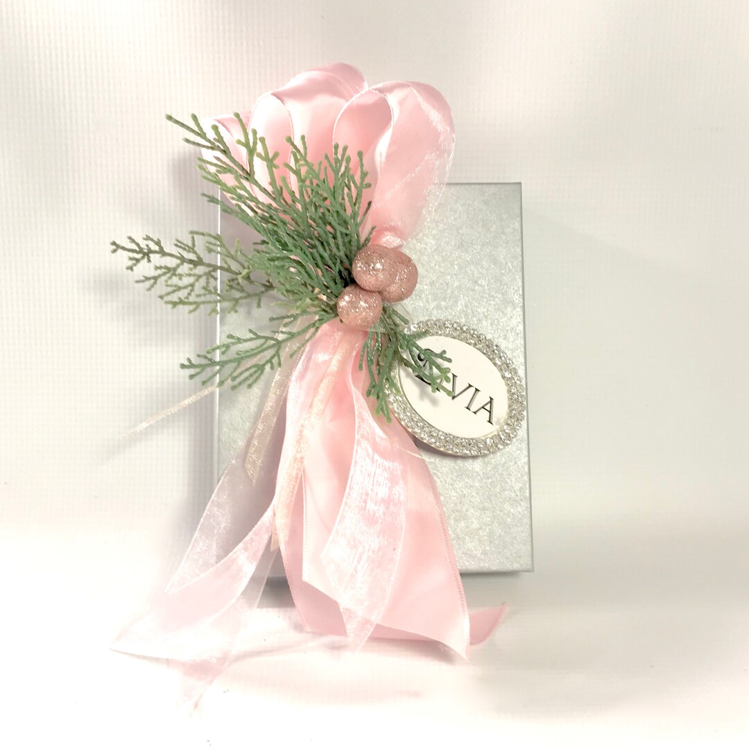 Personalized Gift Box, Silver and Pink Gift Box Wrap Boxes Christmas ...