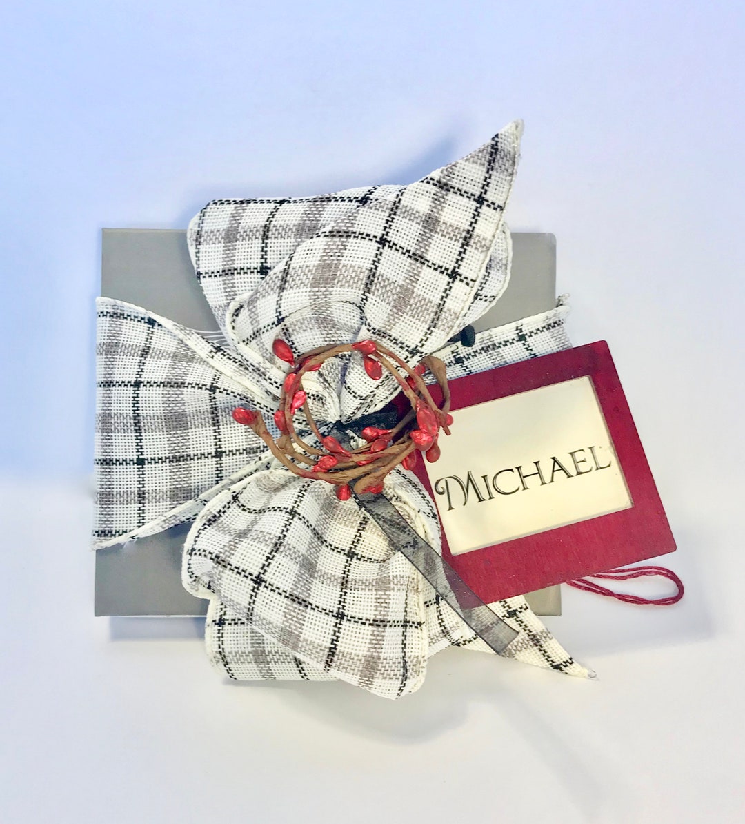 Gift Wrap, Gift Card Plaid Neutral Palete Black White Pre-wrapped Gift ...