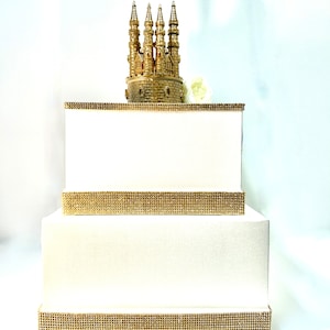 Princess Castle Wedding Card Box - off White Satin Gold Castle Wedding ...