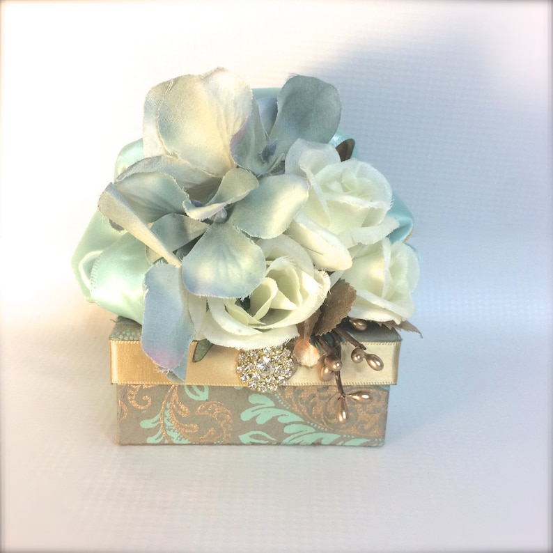 Gift Box Vintage Blue Gift Card Holder Pre-wrapped Gift Box - Etsy