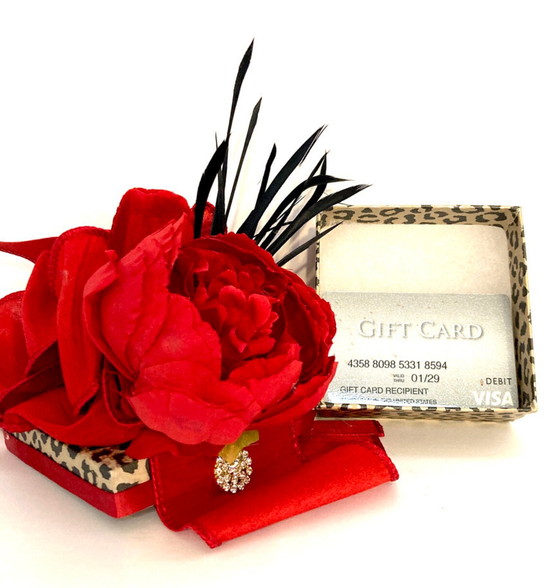 Leopard Print With Red Ribbon Gift Card Holder Sustainable - Etsy