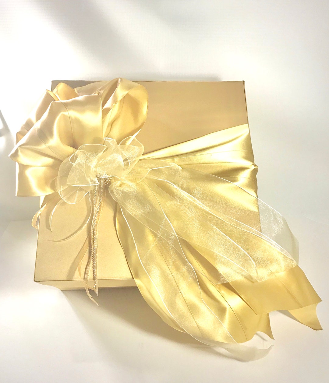Gold Pre-wrapped Gift Box: Large Keepsake Box With Ribbon - Etsy