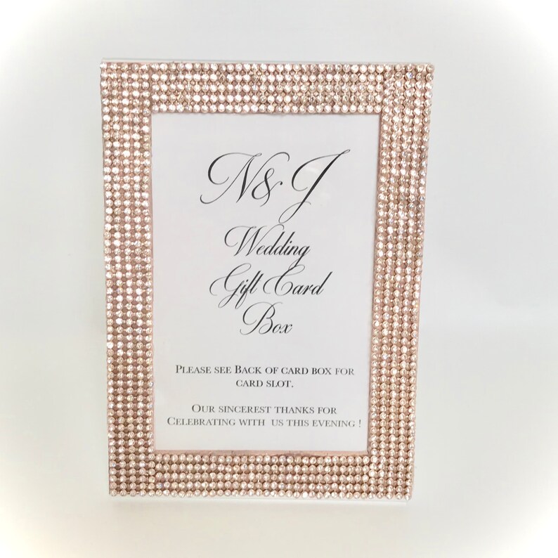 Picture Frame Rhinestones Set in Rose Gold Wedding Card Box - Etsy