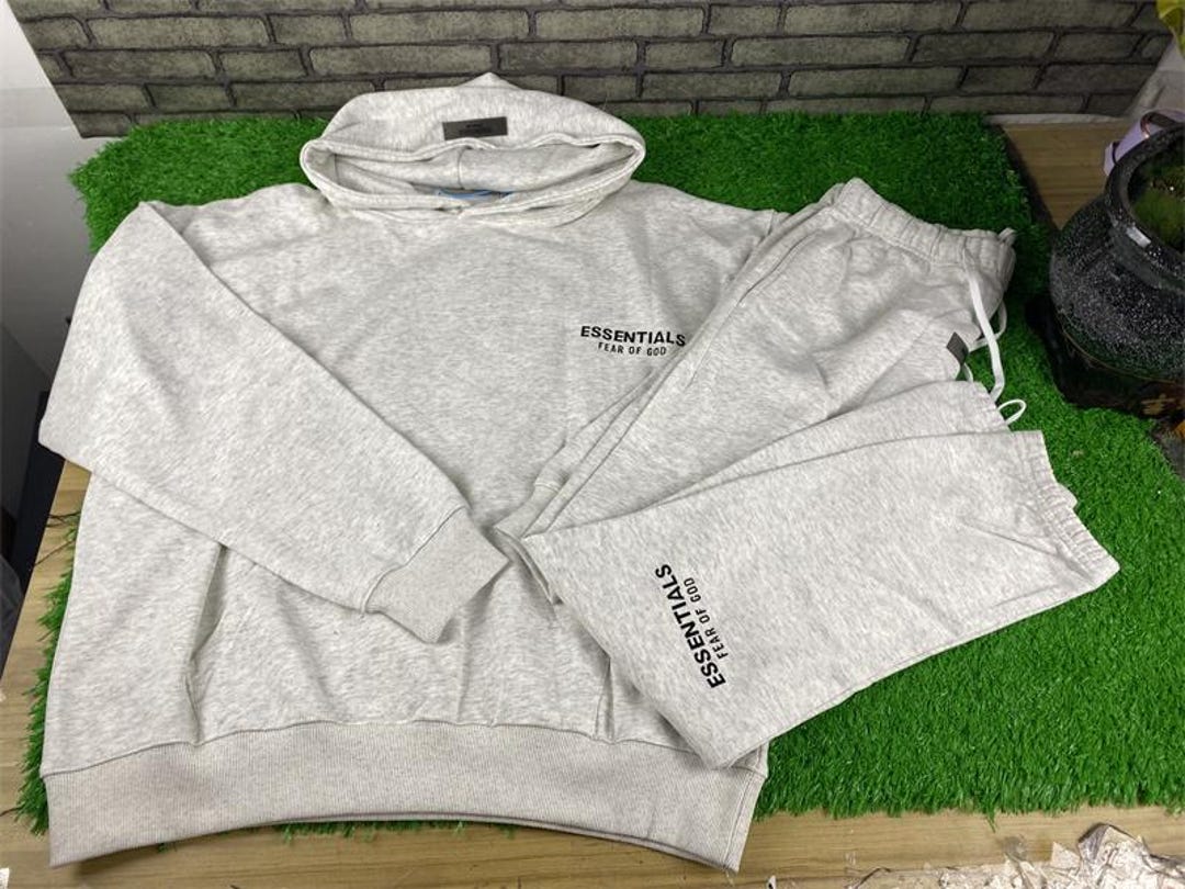 Fear of God Essentials Tracksuit Set | Gray Hoodie & Sweatpants ...
