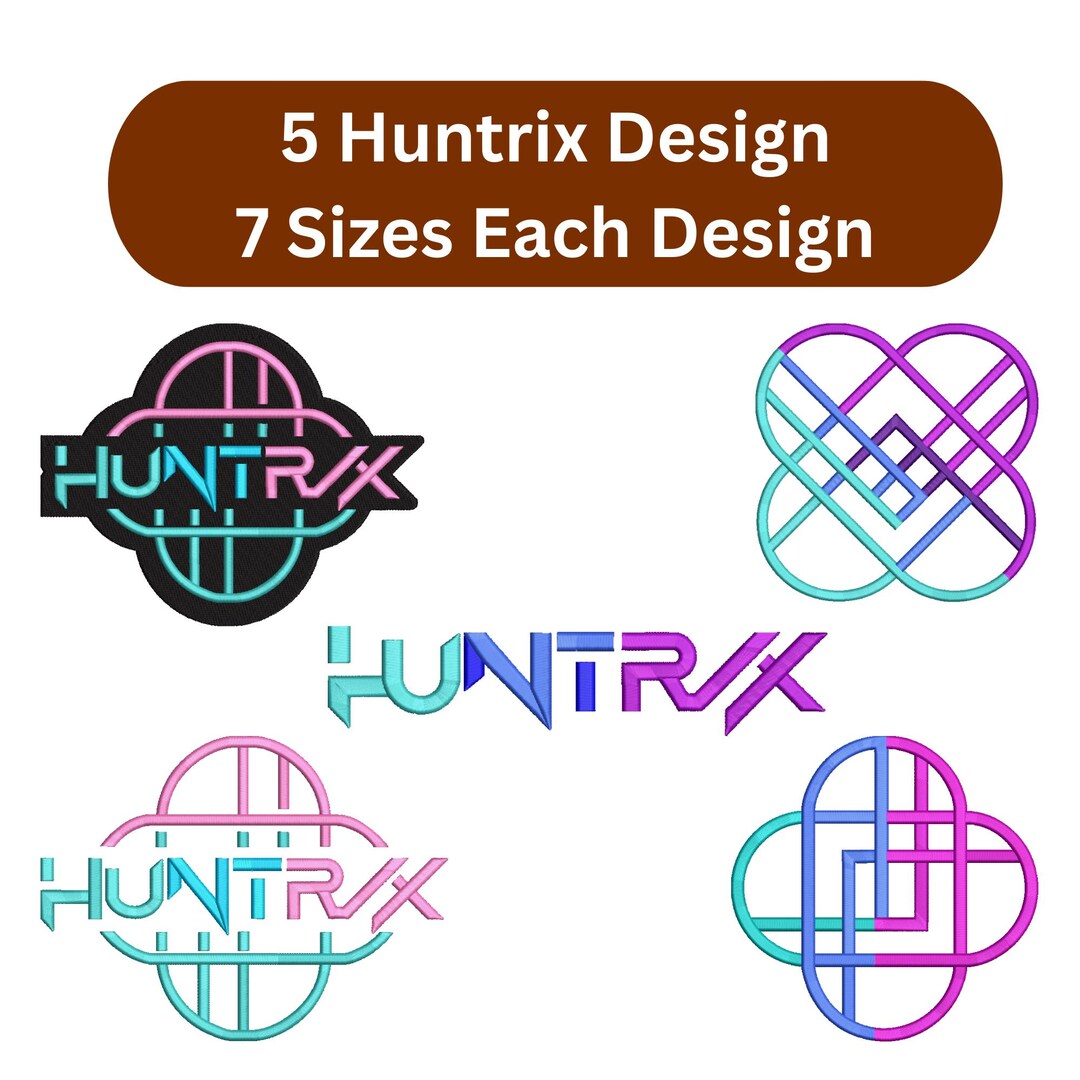 5 Huntrix Embroidery Design, K-pop Demon Hunter Logo, 7 Sizes Each ...
