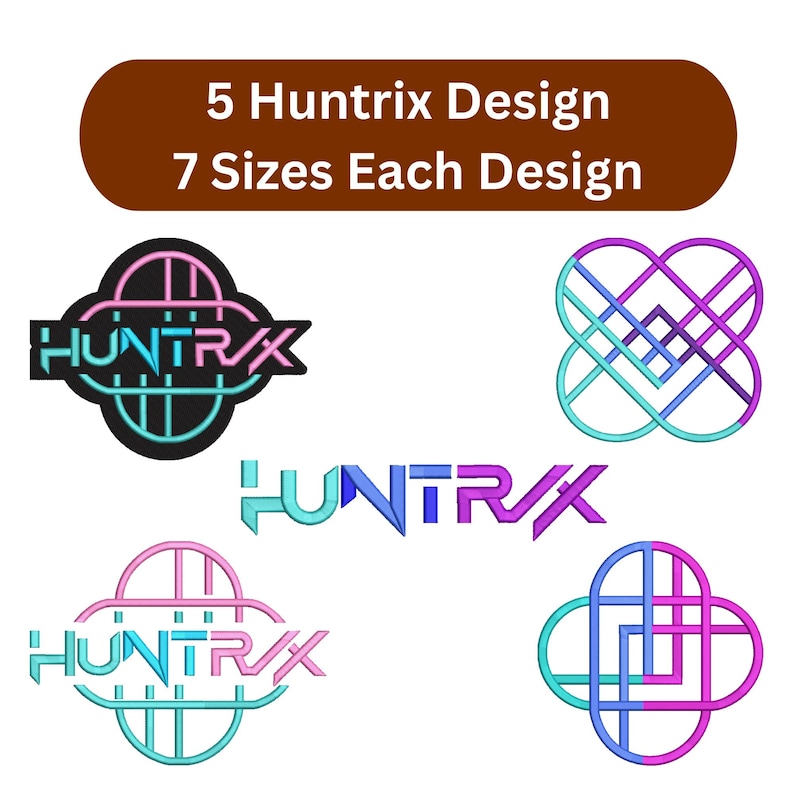 5 Huntrix Embroidery Design, K-pop Demon Hunter Logo, 7 Sizes Each ...