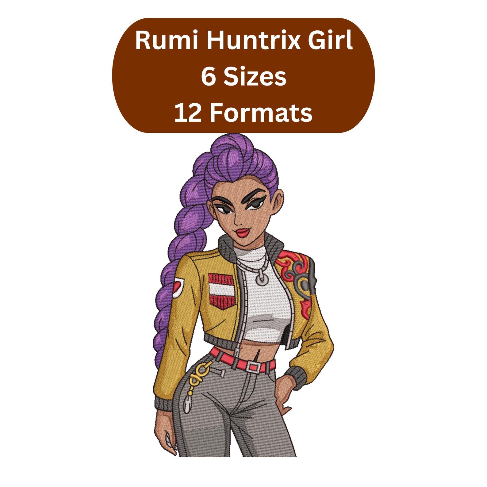 Rumi Embroidery Design, Huntrix Girls Embroidery, K-pop Demon Hunters ...