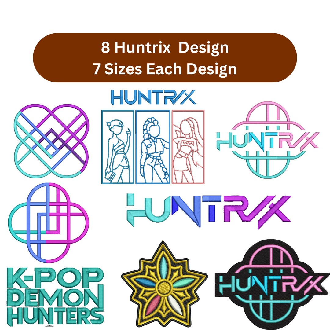 8 motifs de broderie Huntrix, logo K-Pop Demon Hunter, 7 tailles ...