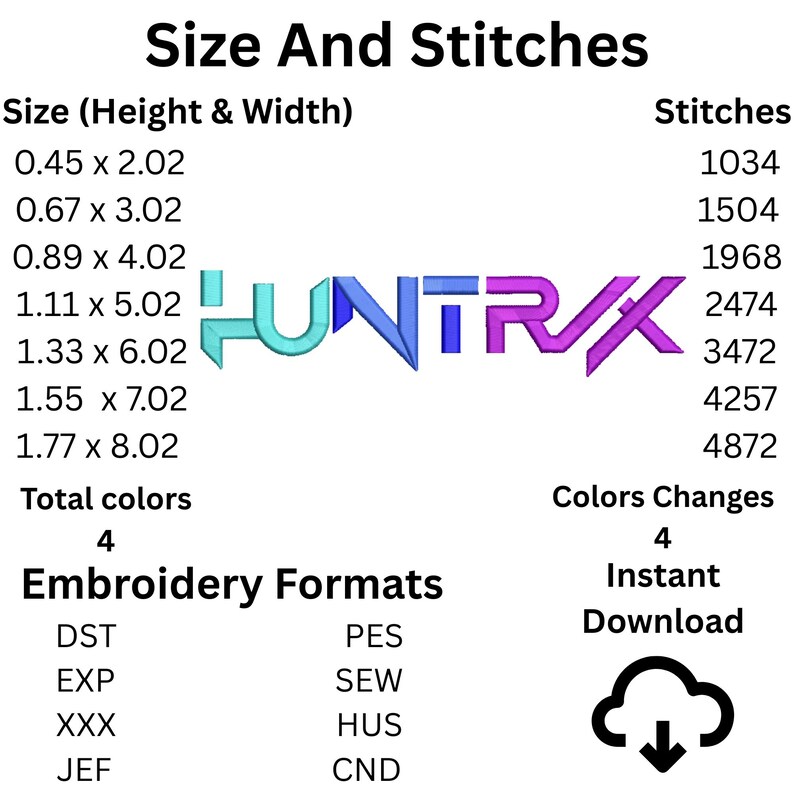 5 Huntrix Embroidery Design, K-pop Demon Hunter Logo, 7 Sizes Each ...