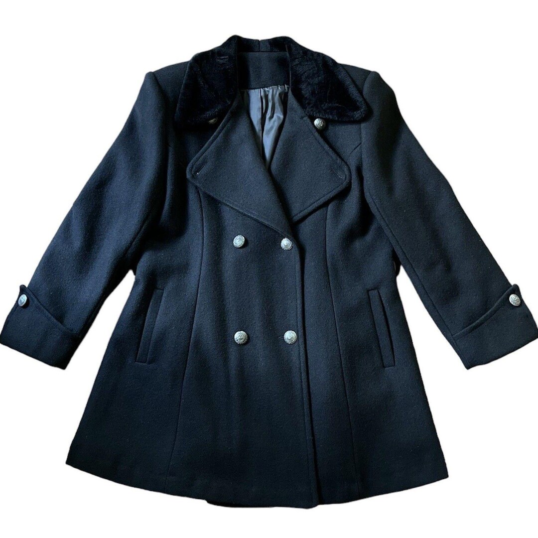 Vintage Annex Wool Blend Peacoat, Velvet Collar, Petite Size, Made in ...