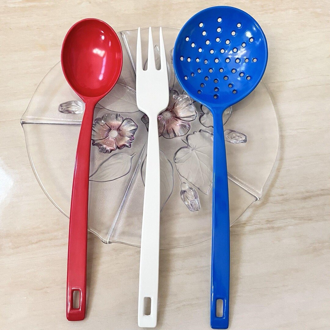 COPCO MELAMINE Utensils Serving Spoon/fork/strainer Long Handle Blue ...