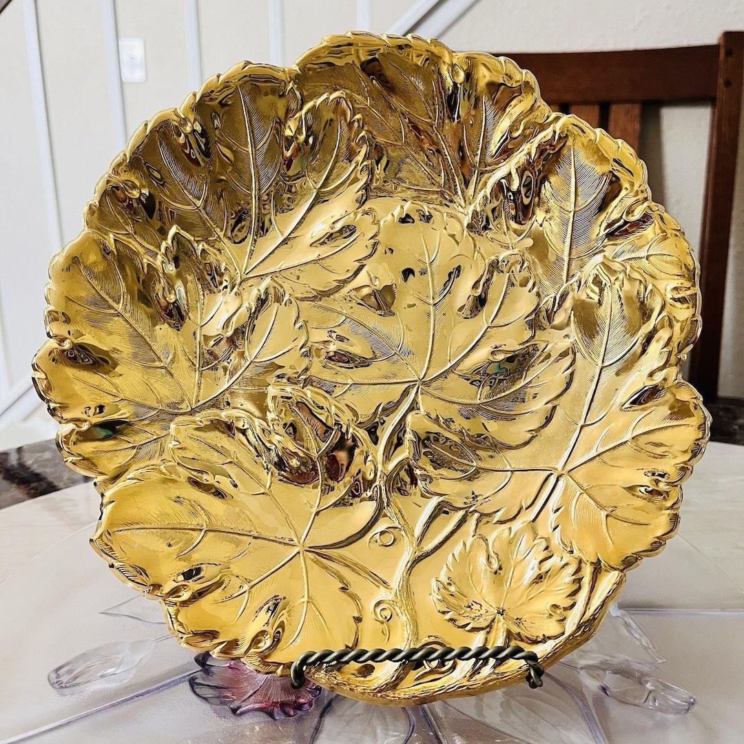WMF Golden 49er SERIES 24K Gold Electroplate Leaves Round Hollowware ...
