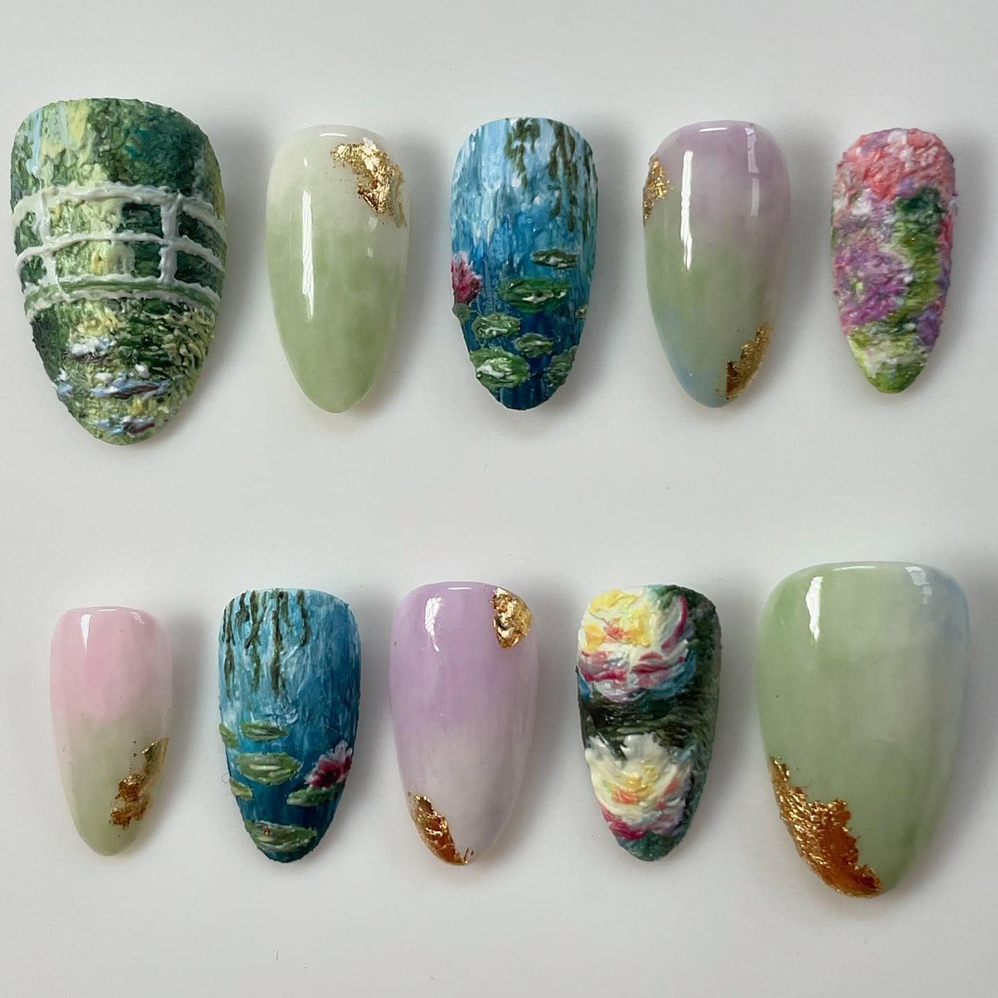 Claude Monet Water Lilies Press on Nails | Handpainted Impressionist ...