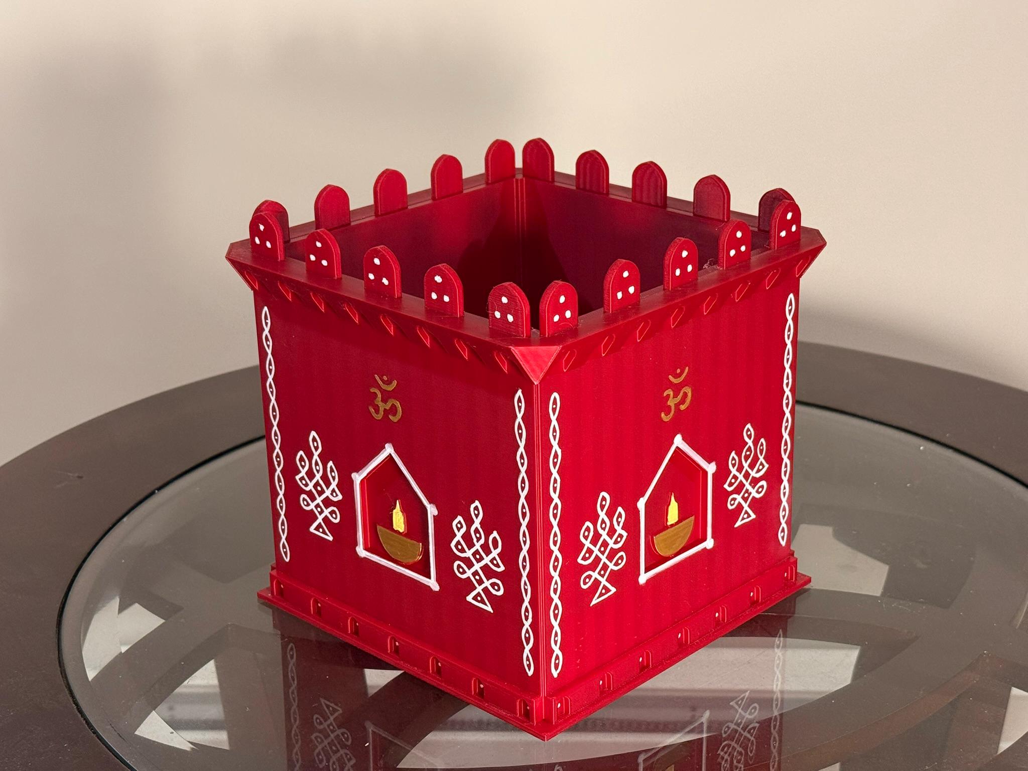 Ethnic Indian Tulsi Planter | 3D Printed Sacred Basil Pot | Kolam ...