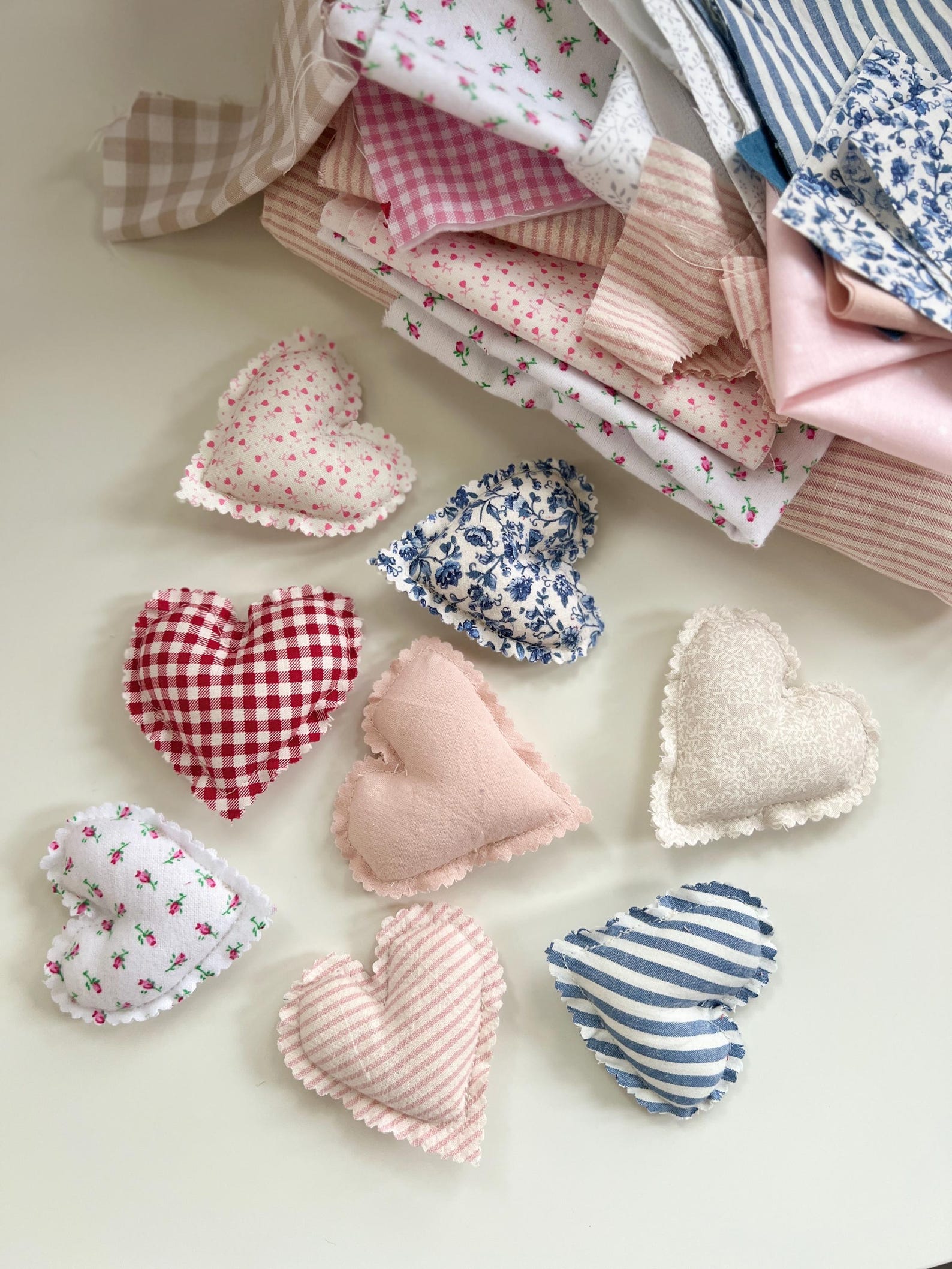 Scrappy Hearts, Set of 8, Fabric Decor, Handmade Home Valentine ...