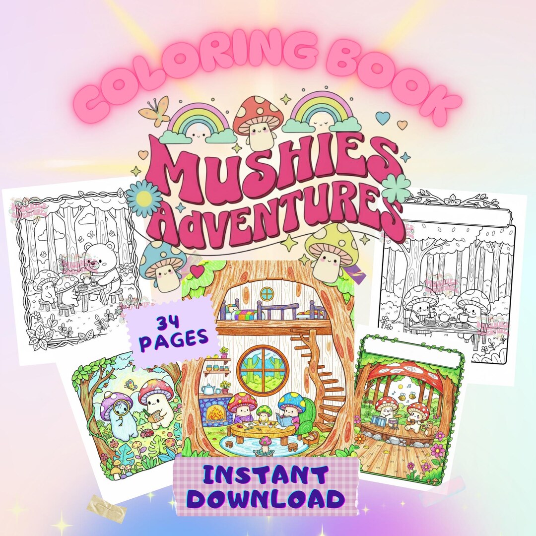 Mushies Adventures Coloring Book – 34 Printable Pages for Kids & Adults ...