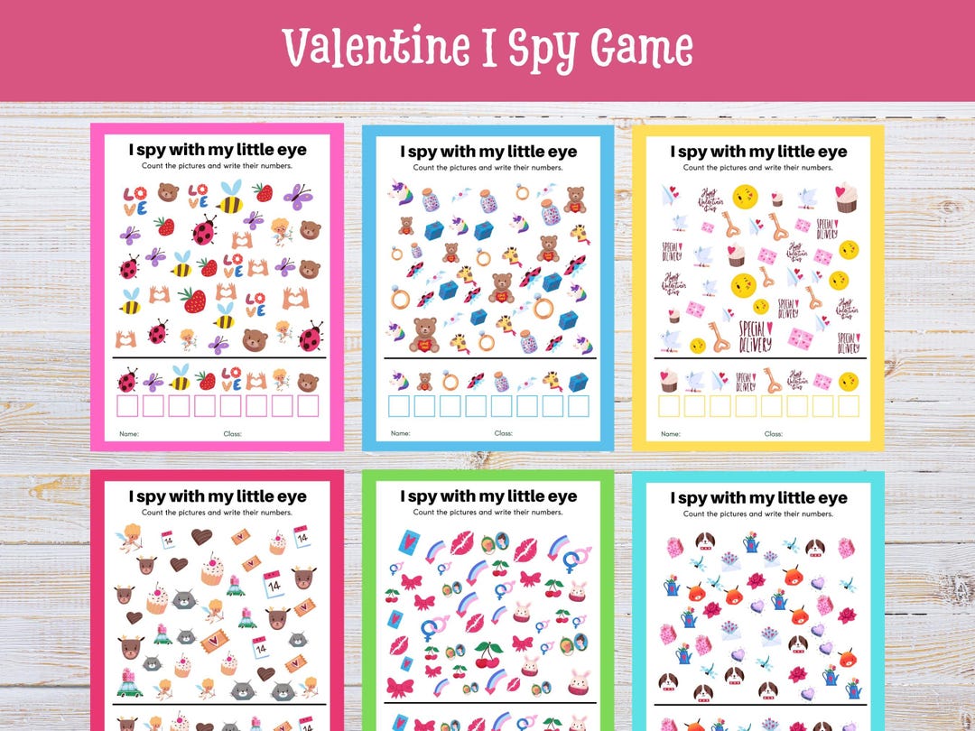 Valentine I Spy Printable – Kids Counting Activity - Etsy