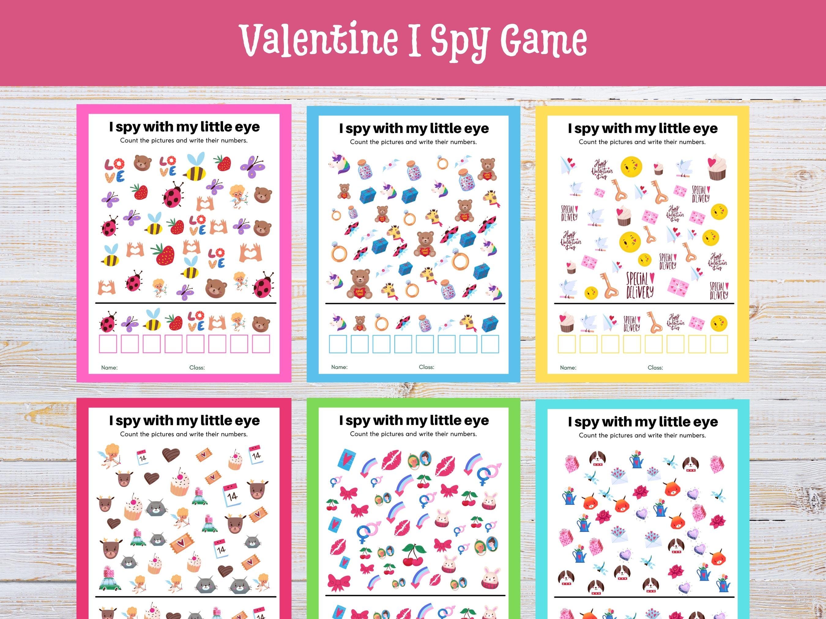 Valentine I Spy Printable – Kids Counting Activity - Etsy