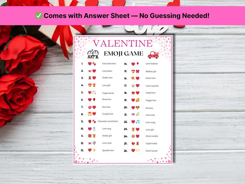 Valentine Emoji Game Printable for Kids and Families (PDF) - Etsy