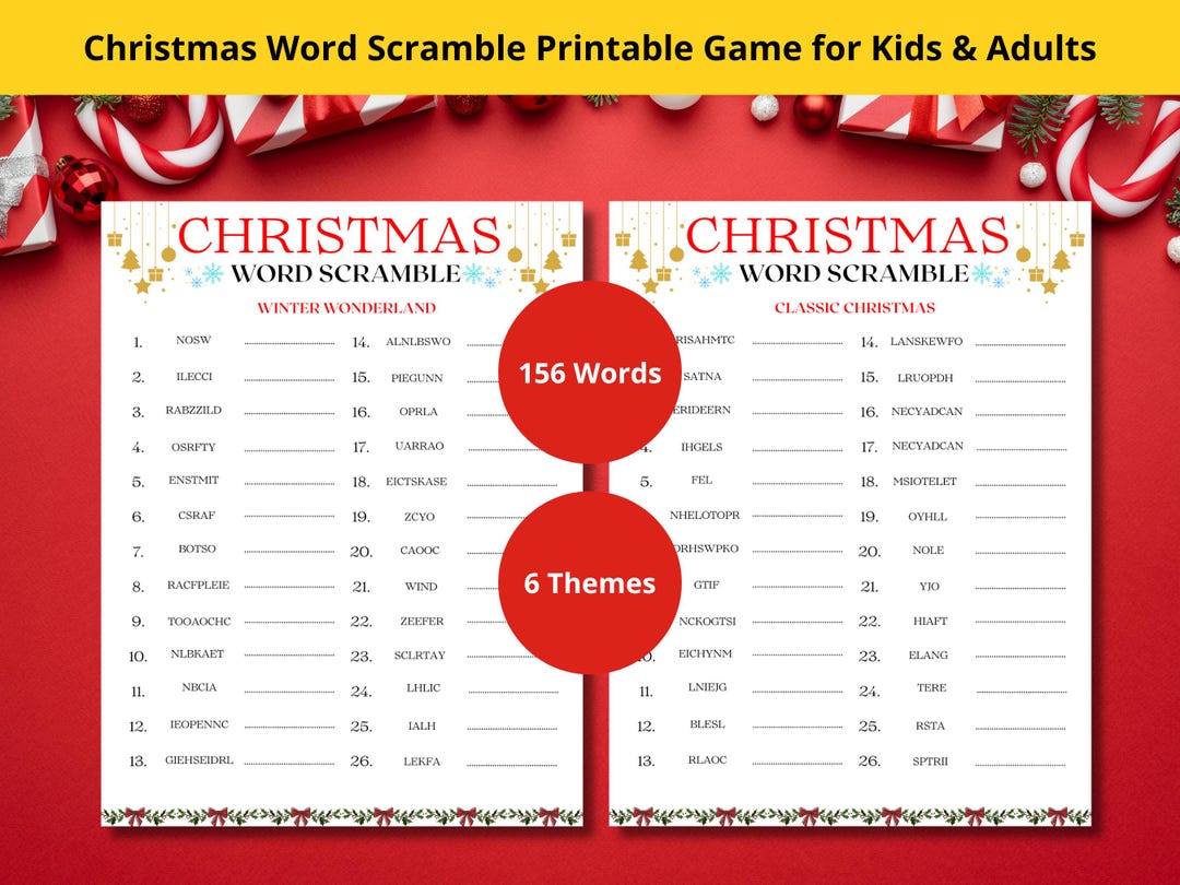 Christmas Word Scramble Printable – Family & Classroom Game (PDF) - Etsy