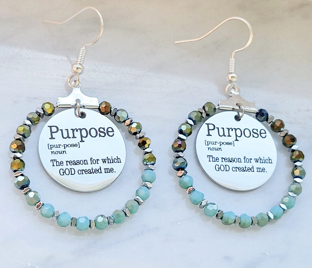 Faith Earrings the Purpose for Which God Created Me Aqua & - Etsy