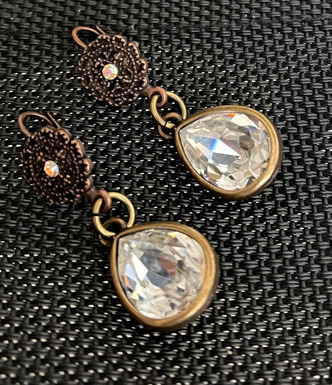 Vintage Inspired Large Swarovski Crystal in Pear Shaped Frame. - Etsy