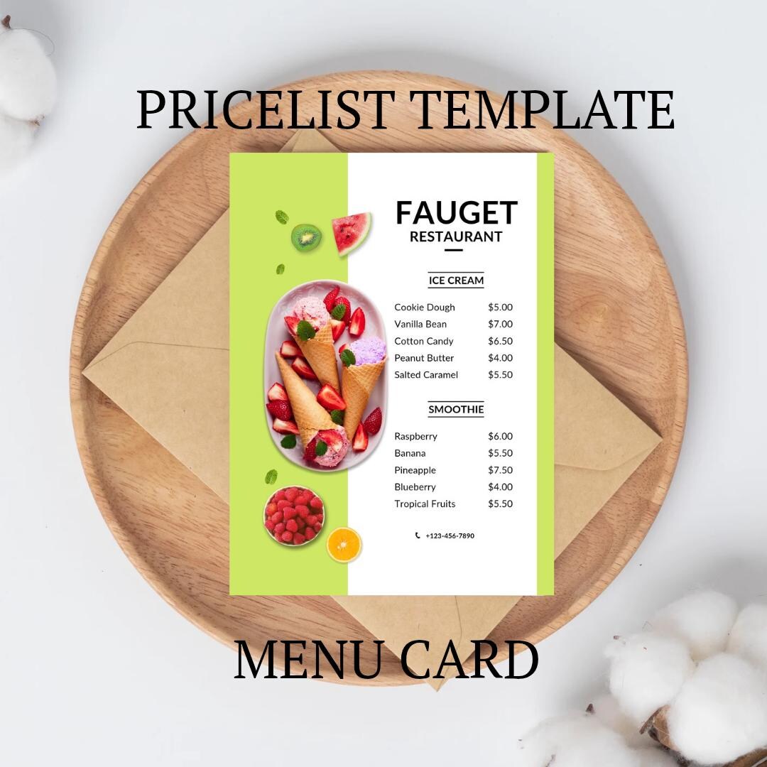 Ice Cream & Smoothie Menu Template: Modern Cafe Design (canva Digital ...
